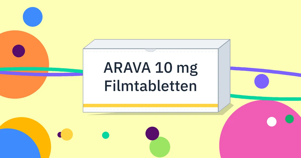 Symbolbild: Packung mit der Aufschrift ARAVA 10 mg Filmtabletten (PZN 18365765) – Verfügbarkeit und Bezug in Apotheken in Frankfurt am Main