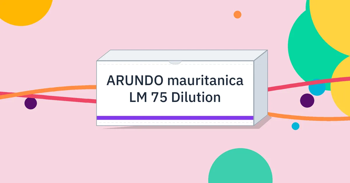 Symbolbild: Packung mit der Aufschrift ARUNDO mauritanica LM 75 Dilution (PZN 12781385) – Verfügbarkeit und Bezug in Apotheken in Frankfurt am Main