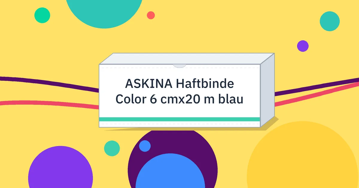 Symbolbild: Packung mit der Aufschrift ASKINA Haftbinde Color 6 cmx20 m blau (PZN 11310672) – Verfügbarkeit und Bezug in Apotheken in Frankfurt am Main
