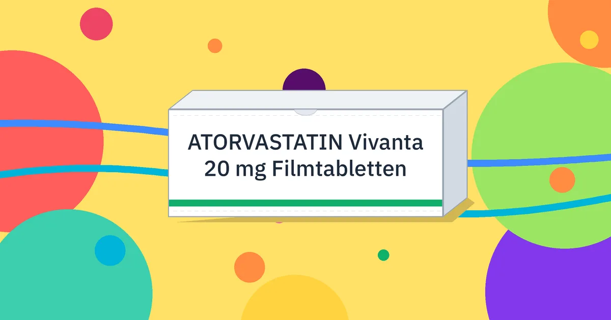Symbolbild: Packung mit der Aufschrift ATORVASTATIN Vivanta 20 mg Filmtabletten (PZN 16663346) – Verfügbarkeit und Bezug in Apotheken in Frankfurt am Main