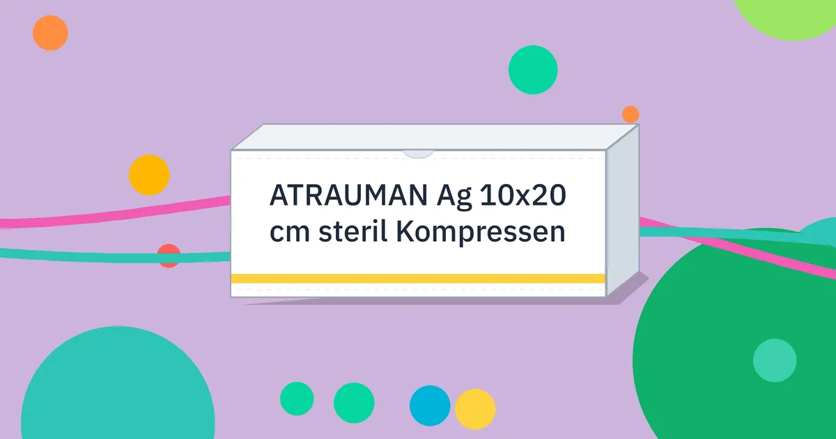 Symbolbild: Packung mit der Aufschrift ATRAUMAN Ag 10x20 cm steril Kompressen (PZN 04607265) – Verfügbarkeit und Bezug in Apotheken in Frankfurt am Main