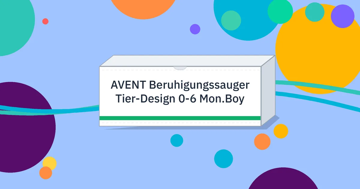 Symbolbild: Packung mit der Aufschrift AVENT Beruhigungssauger Tier-Design 0-6 Mon.Boy (PZN 11380833) – Verfügbarkeit und Bezug in Apotheken in Frankfurt am Main