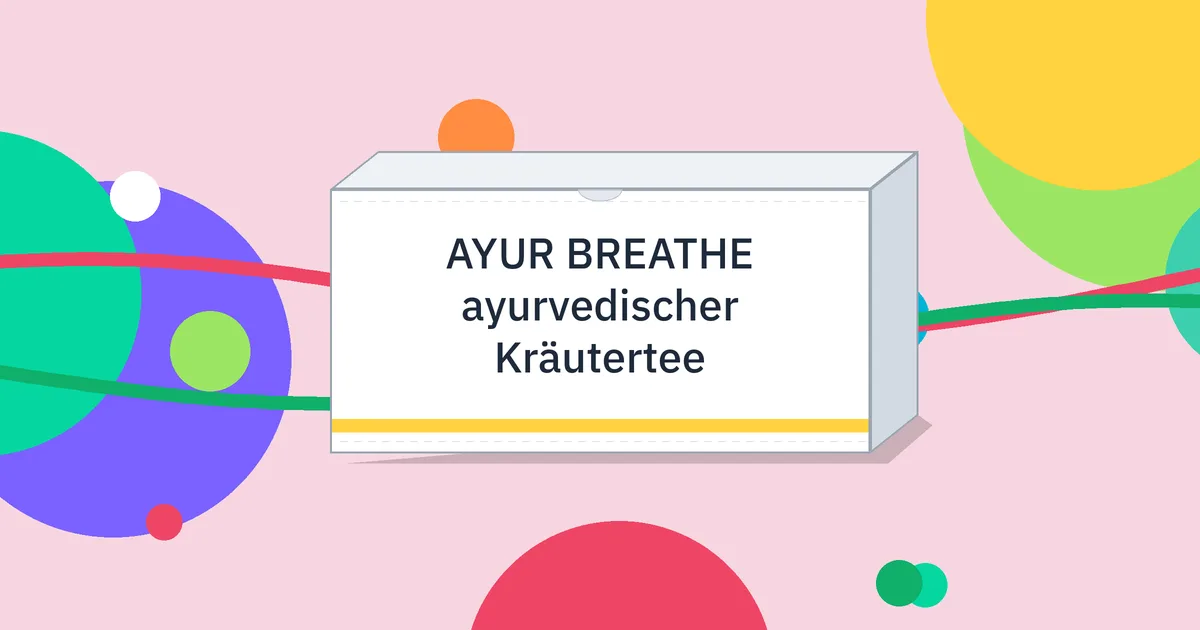 Symbolbild: Packung mit der Aufschrift AYUR BREATHE ayurvedischer Kräutertee (PZN 01295026) – Verfügbarkeit und Bezug in Apotheken in Frankfurt am Main