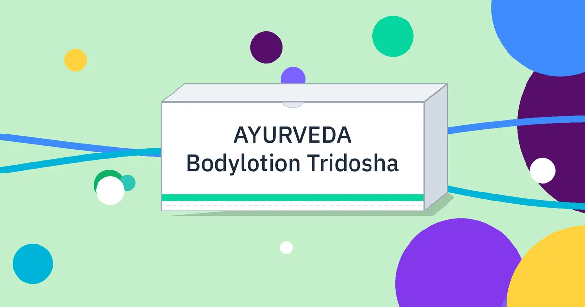 Symbolbild: Packung mit der Aufschrift AYURVEDA Bodylotion Tridosha (PZN 15407049) – Verfügbarkeit und Bezug in Apotheken in Frankfurt am Main