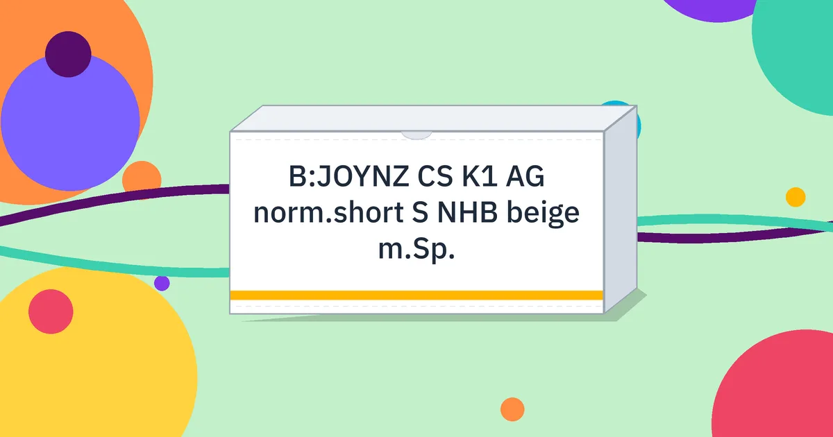 Symbolbild: Packung mit der Aufschrift B:JOYNZ CS K1 AG norm.short S NHB beige m.Sp. (PZN 20534034) – Verfügbarkeit und Bezug in Apotheken in Frankfurt am Main