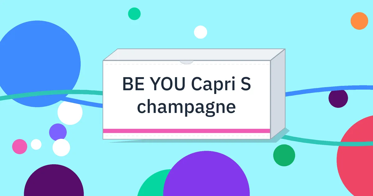 Symbolbild: Packung mit der Aufschrift BE YOU Capri S champagne (PZN 20719785) – Verfügbarkeit und Bezug in Apotheken in Frankfurt am Main