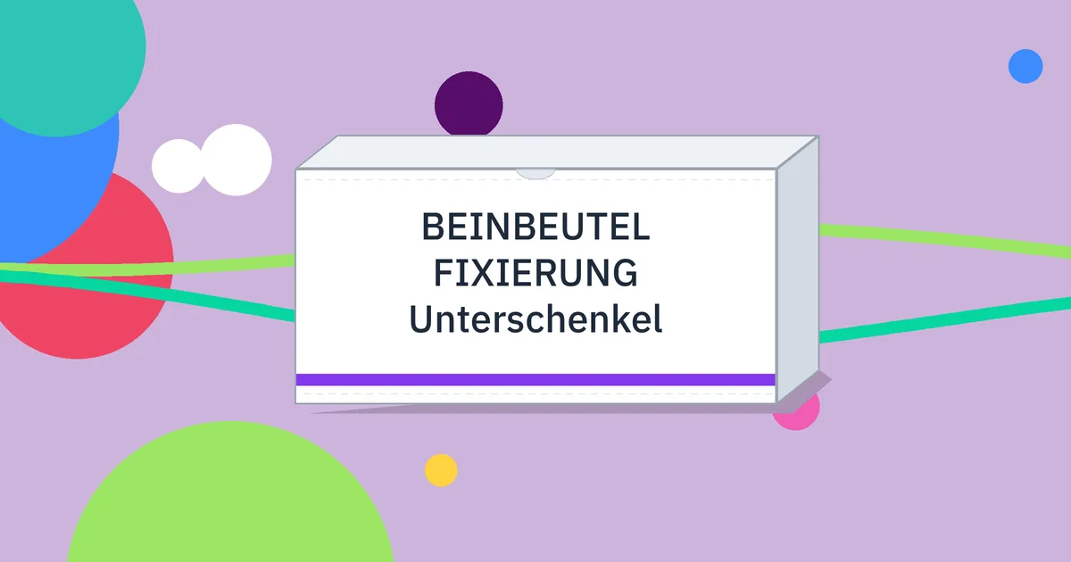 Symbolbild: Packung mit der Aufschrift BEINBEUTEL FIXIERUNG Unterschenkel (PZN 09927046) – Verfügbarkeit und Bezug in Apotheken in Frankfurt am Main