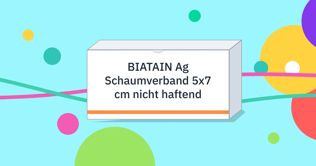 Symbolbild: Packung mit der Aufschrift BIATAIN Ag Schaumverband 5x7 cm nicht haftend (PZN 13820727) – Verfügbarkeit und Bezug in Apotheken in Frankfurt am Main