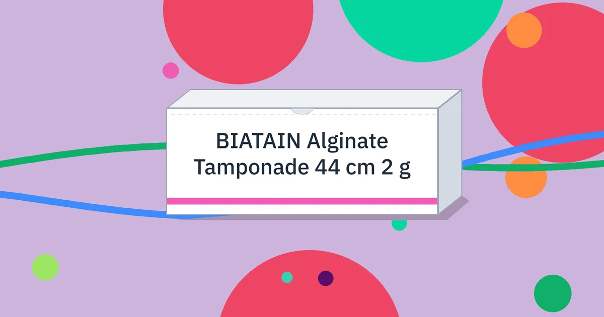 Symbolbild: Packung mit der Aufschrift BIATAIN Alginate Tamponade 44 cm 2 g (PZN 14307038) – Verfügbarkeit und Bezug in Apotheken in Frankfurt am Main
