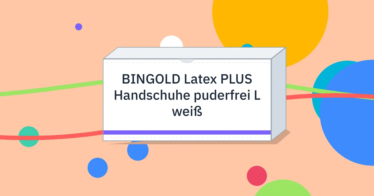 Symbolbild: Packung mit der Aufschrift BINGOLD Latex PLUS Handschuhe puderfrei L weiß (PZN 13542004) – Verfügbarkeit und Bezug in Apotheken in Frankfurt am Main