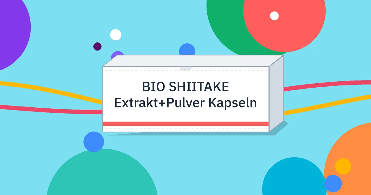 Symbolbild: Packung mit der Aufschrift BIO SHIITAKE Extrakt+Pulver Kapseln (PZN 17566289) – Verfügbarkeit und Bezug in Apotheken in Frankfurt am Main