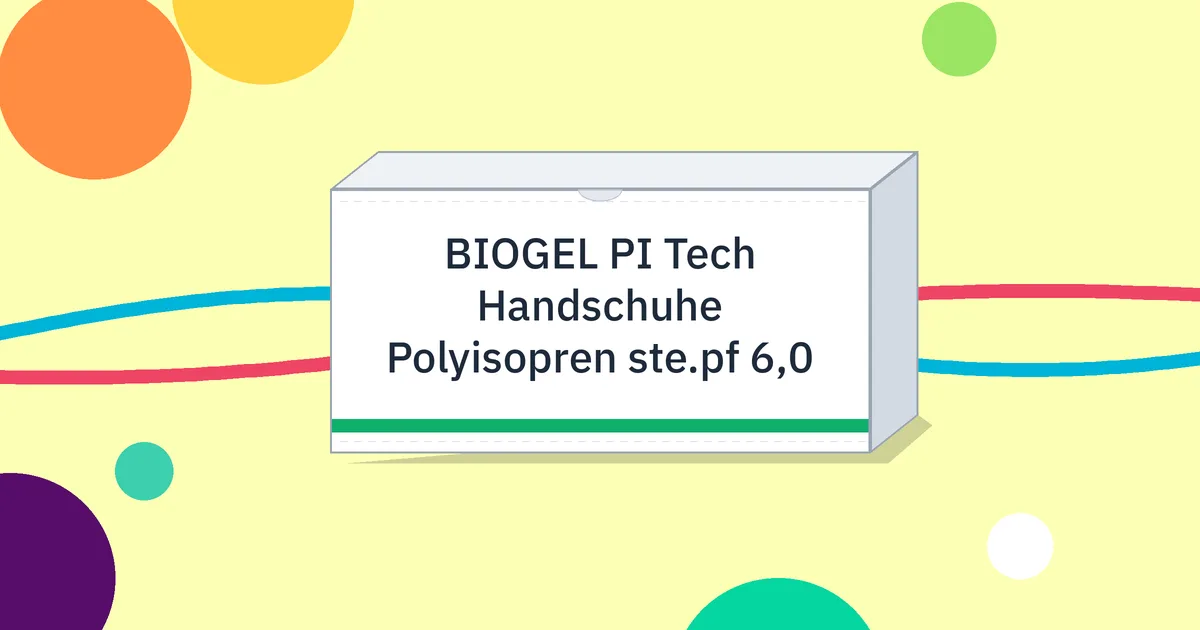 Symbolbild: Packung mit der Aufschrift BIOGEL PI Tech Handschuhe Polyisopren ste.pf 6,0 (PZN 20866612) – Verfügbarkeit und Bezug in Apotheken in Frankfurt am Main