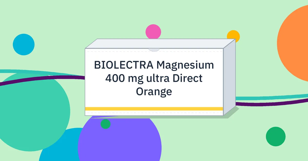 Symbolbild: Packung mit der Aufschrift BIOLECTRA Magnesium 400 mg ultra Direct Orange (PZN 10252180) – Verfügbarkeit und Bezug in Apotheken in Frankfurt am Main