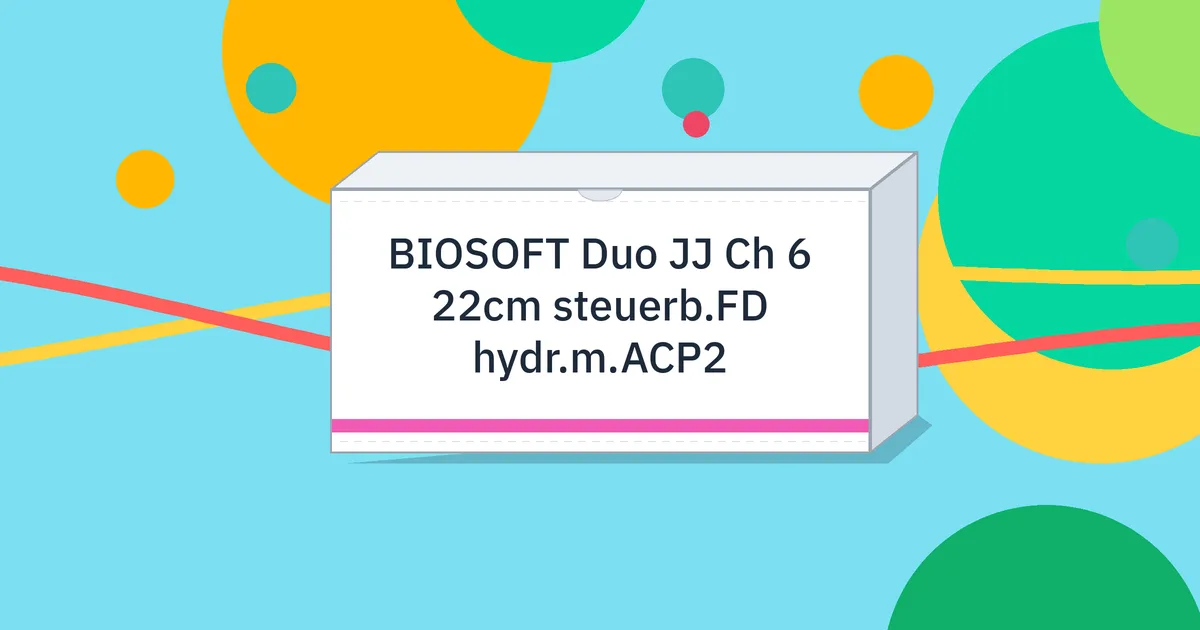Symbolbild: Packung mit der Aufschrift BIOSOFT Duo JJ Ch 6 22cm steuerb.FD hydr.m.ACP2 (PZN 17509966) – Verfügbarkeit und Bezug in Apotheken in Frankfurt am Main