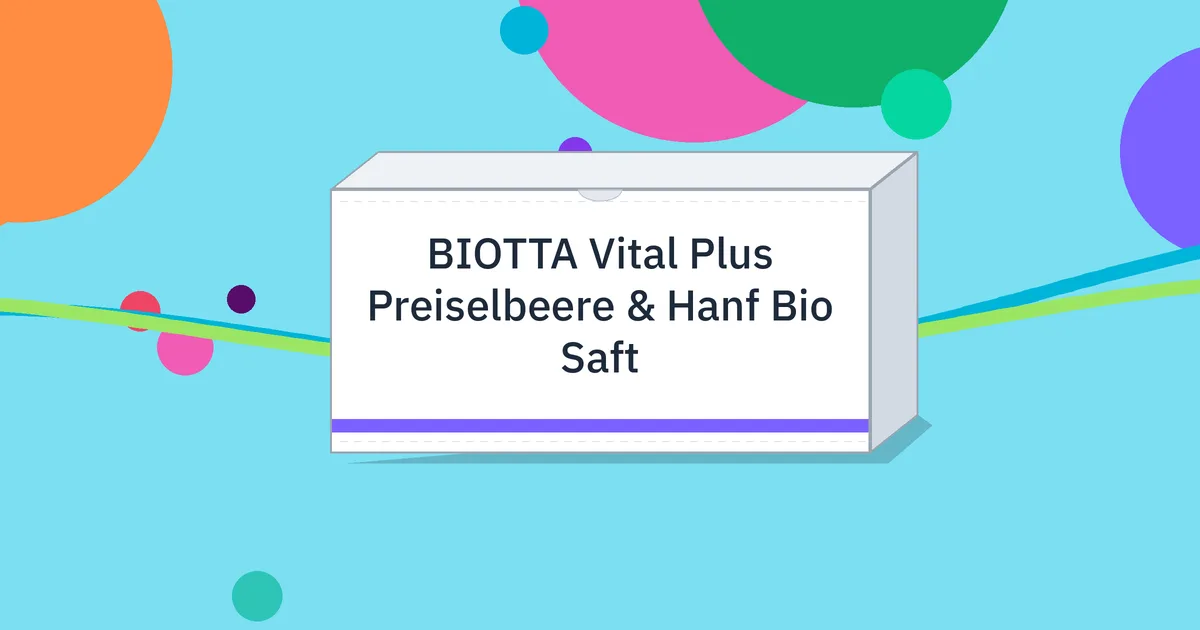 Symbolbild: Packung mit der Aufschrift BIOTTA Vital Plus Preiselbeere & Hanf Bio Saft (PZN 14186824) – Verfügbarkeit und Bezug in Apotheken in Frankfurt am Main
