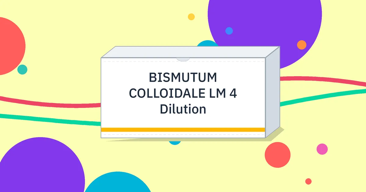 Symbolbild: Packung mit der Aufschrift BISMUTUM COLLOIDALE LM 4 Dilution (PZN 13385763) – Verfügbarkeit und Bezug in Apotheken in Frankfurt am Main