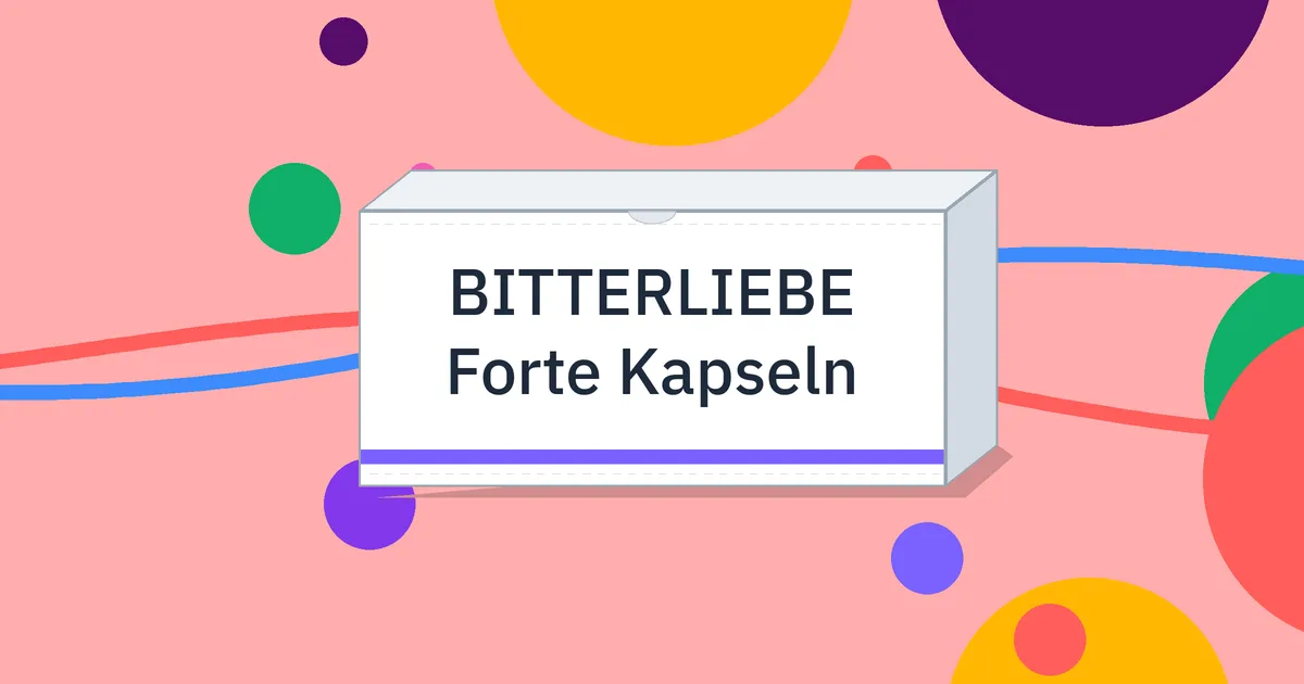 Symbolbild: Packung mit der Aufschrift BITTERLIEBE Forte Kapseln (PZN 19481172) – Verfügbarkeit und Bezug in Apotheken in Frankfurt am Main