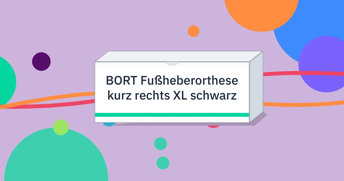 Symbolbild: Packung mit der Aufschrift BORT Fußheberorthese kurz rechts XL schwarz (PZN 07668362) – Verfügbarkeit und Bezug in Apotheken in Frankfurt am Main