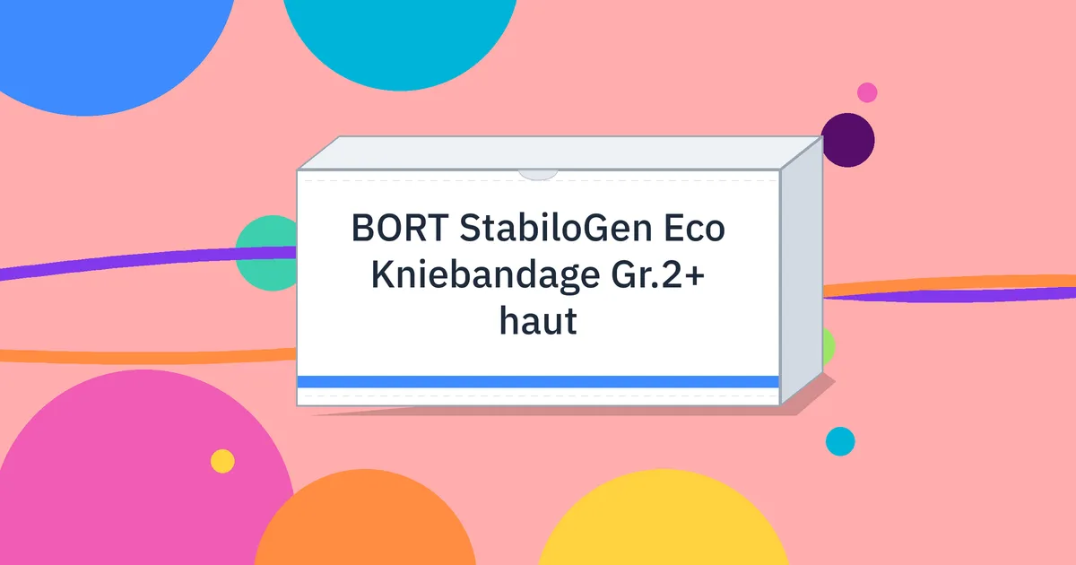 Symbolbild: Packung mit der Aufschrift BORT StabiloGen Eco Kniebandage Gr.2+ haut (PZN 16845194) – Verfügbarkeit und Bezug in Apotheken in Frankfurt am Main