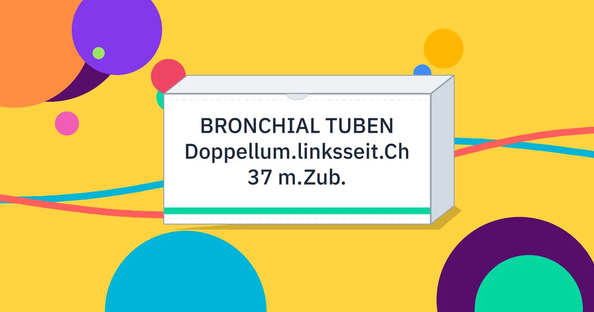 Symbolbild: Packung mit der Aufschrift BRONCHIAL TUBEN Doppellum.linksseit.Ch 37 m.Zub. (PZN 01370360) – Verfügbarkeit und Bezug in Apotheken in Frankfurt am Main