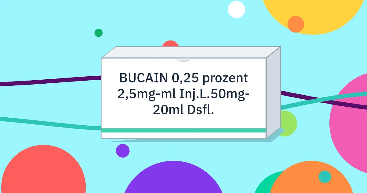 Symbolbild: Packung mit der Aufschrift BUCAIN 0,25 prozent 2,5mg-ml Inj.L.50mg-20ml Dsfl. (PZN 11008192) – Verfügbarkeit und Bezug in Apotheken in Frankfurt am Main