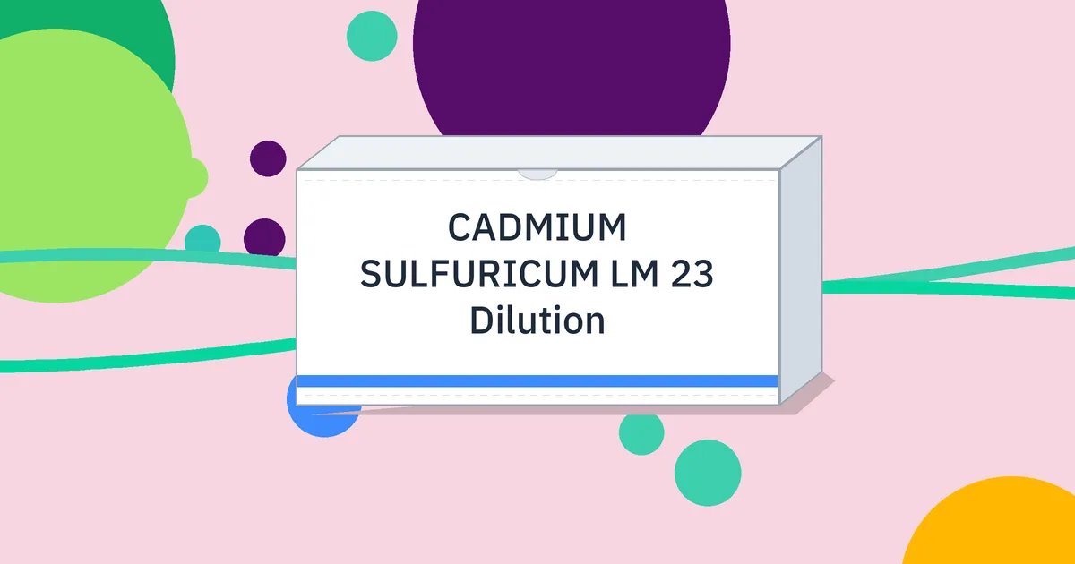Symbolbild: Packung mit der Aufschrift CADMIUM SULFURICUM LM 23 Dilution (PZN 12798836) – Verfügbarkeit und Bezug in Apotheken in Frankfurt am Main
