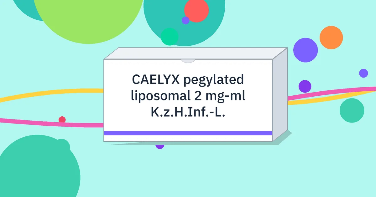 Symbolbild: Packung mit der Aufschrift CAELYX pegylated liposomal 2 mg-ml K.z.H.Inf.-L. (PZN 16780543) – Verfügbarkeit und Bezug in Apotheken in Frankfurt am Main