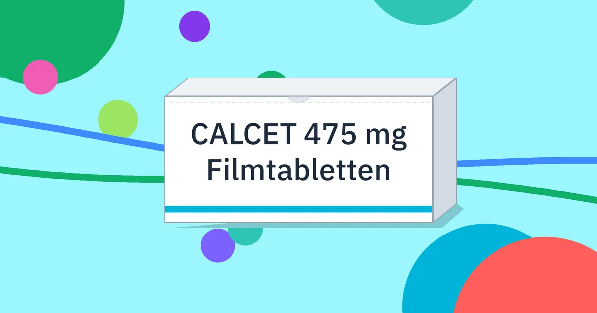 Symbolbild: Packung mit der Aufschrift CALCET 475 mg Filmtabletten (PZN 07226492) – Verfügbarkeit und Bezug in Apotheken in Frankfurt am Main