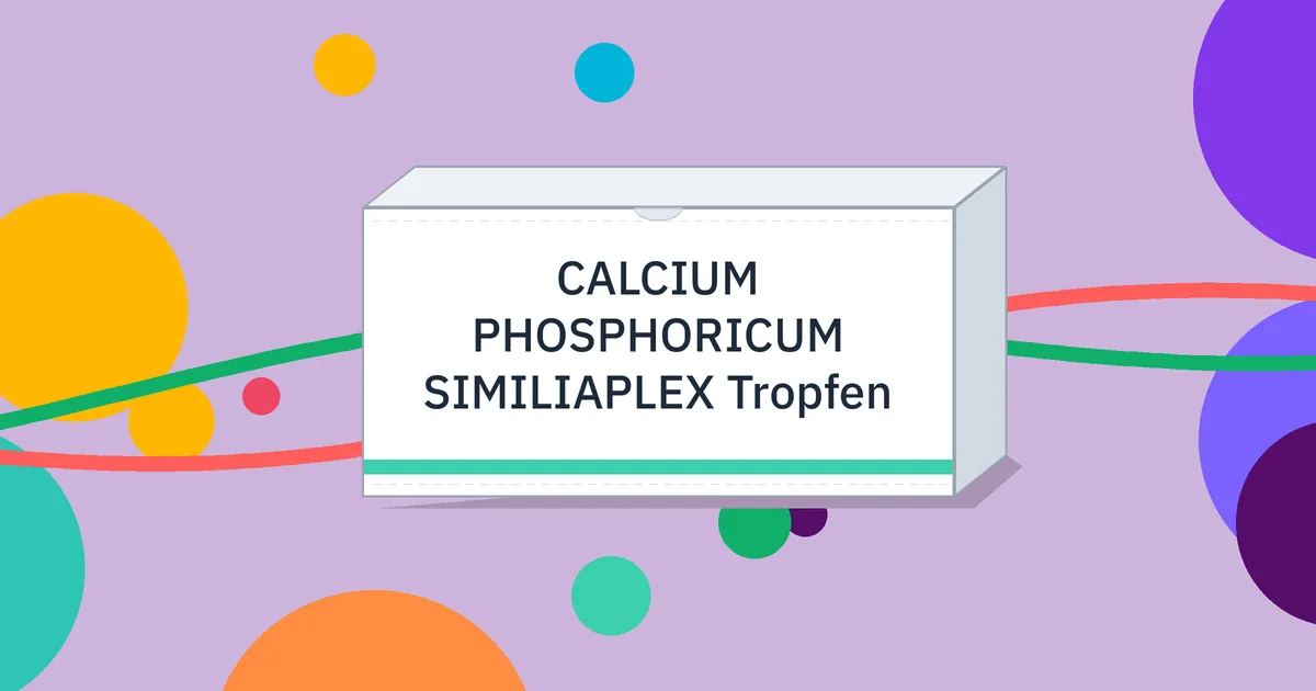 Symbolbild: Packung mit der Aufschrift CALCIUM PHOSPHORICUM SIMILIAPLEX Tropfen (PZN 01351003) – Verfügbarkeit und Bezug in Apotheken in Frankfurt am Main