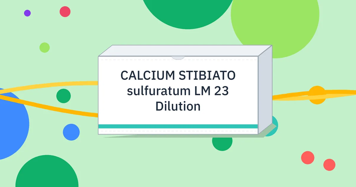 Symbolbild: Packung mit der Aufschrift CALCIUM STIBIATO sulfuratum LM 23 Dilution (PZN 12806688) – Verfügbarkeit und Bezug in Apotheken in Frankfurt am Main