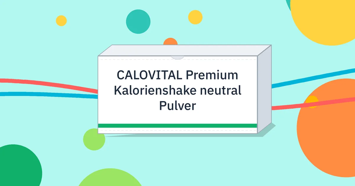 Symbolbild: Packung mit der Aufschrift CALOVITAL Premium Kalorienshake neutral Pulver (PZN 20387254) – Verfügbarkeit und Bezug in Apotheken in Frankfurt am Main