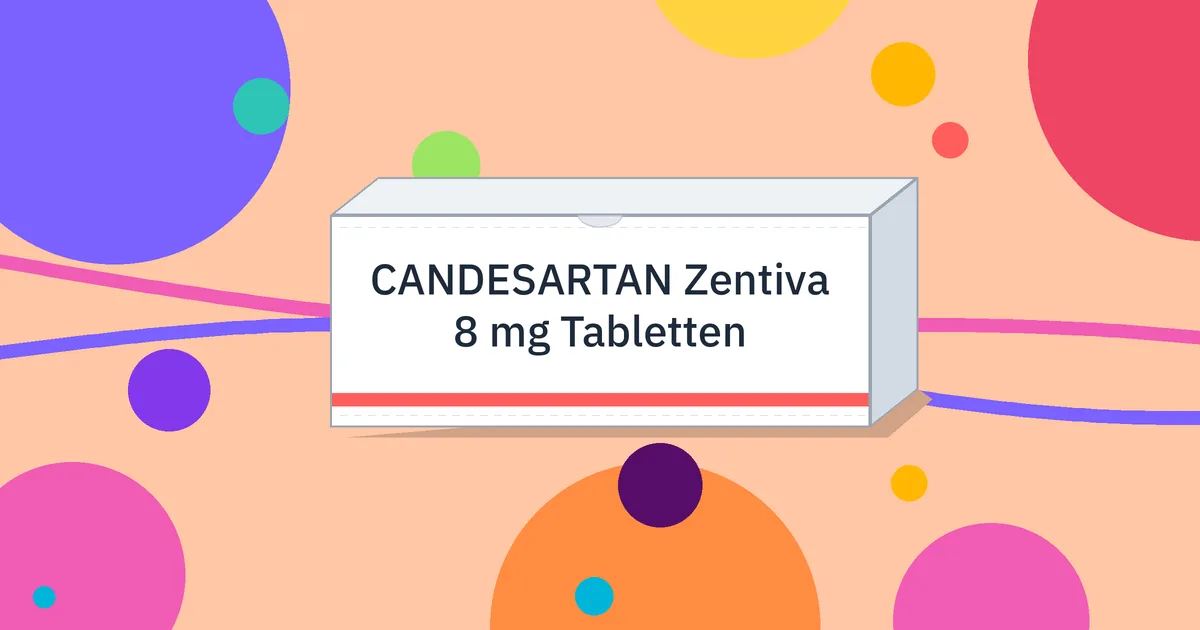 Symbolbild: Packung mit der Aufschrift CANDESARTAN Zentiva 8 mg Tabletten (PZN 09392220) – Verfügbarkeit und Bezug in Apotheken in Frankfurt am Main