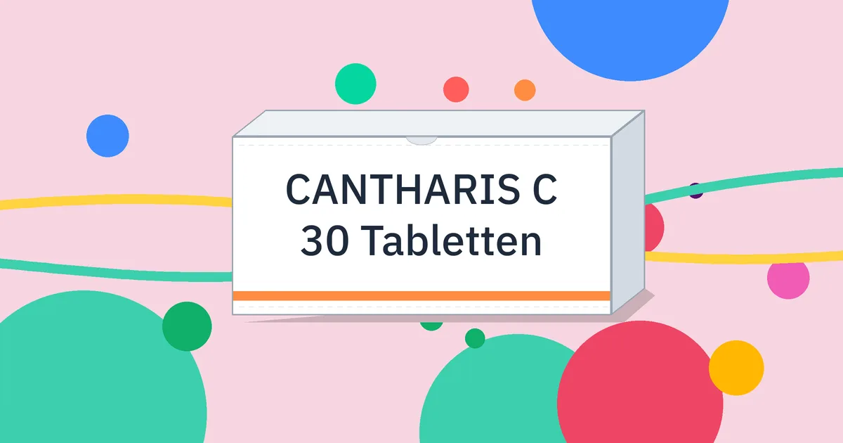 Symbolbild: Packung mit der Aufschrift CANTHARIS C 30 Tabletten (PZN 07141525) – Verfügbarkeit und Bezug in Apotheken in Frankfurt am Main