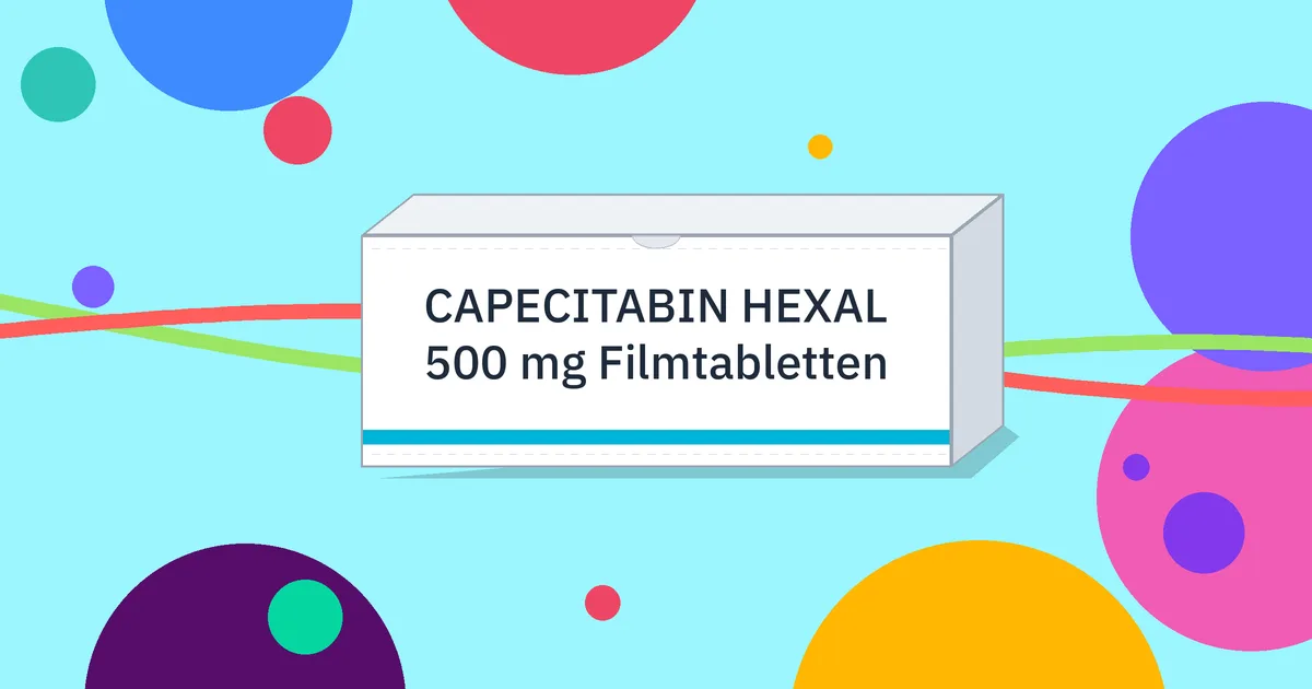Symbolbild: Packung mit der Aufschrift CAPECITABIN HEXAL 500 mg Filmtabletten (PZN 08867052) – Verfügbarkeit und Bezug in Apotheken in Frankfurt am Main