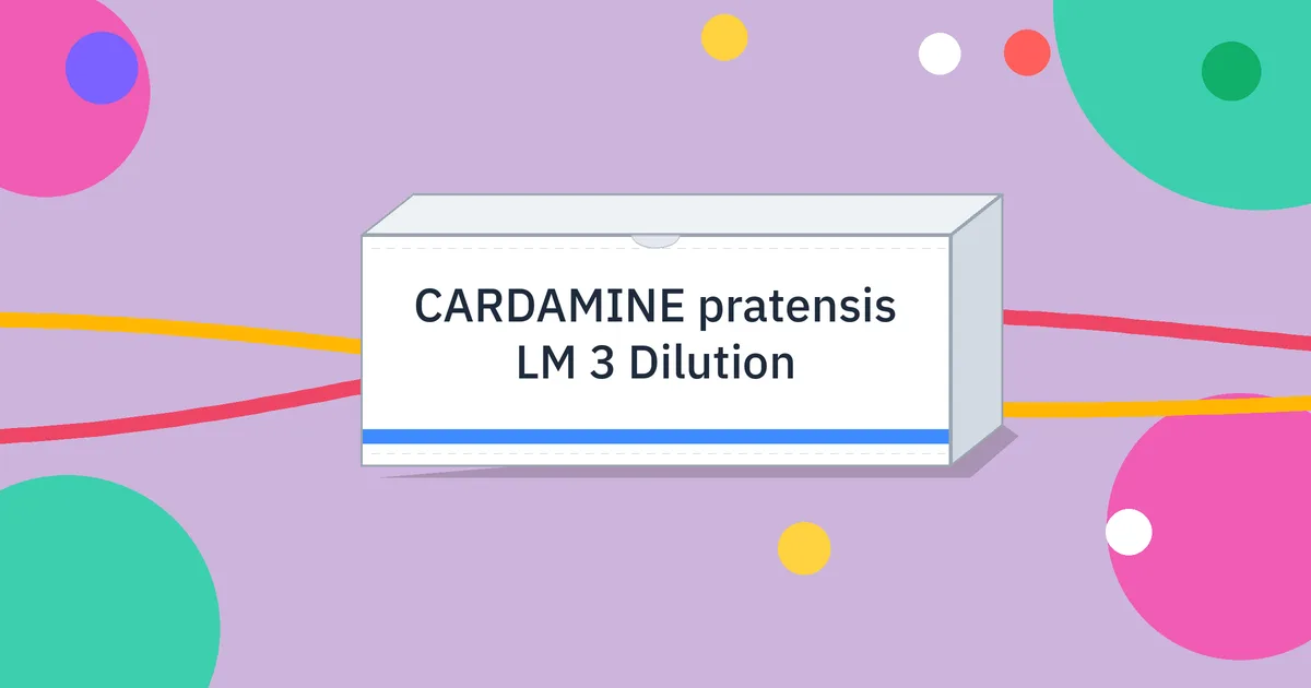 Symbolbild: Packung mit der Aufschrift CARDAMINE pratensis LM 3 Dilution (PZN 13429029) – Verfügbarkeit und Bezug in Apotheken in Frankfurt am Main