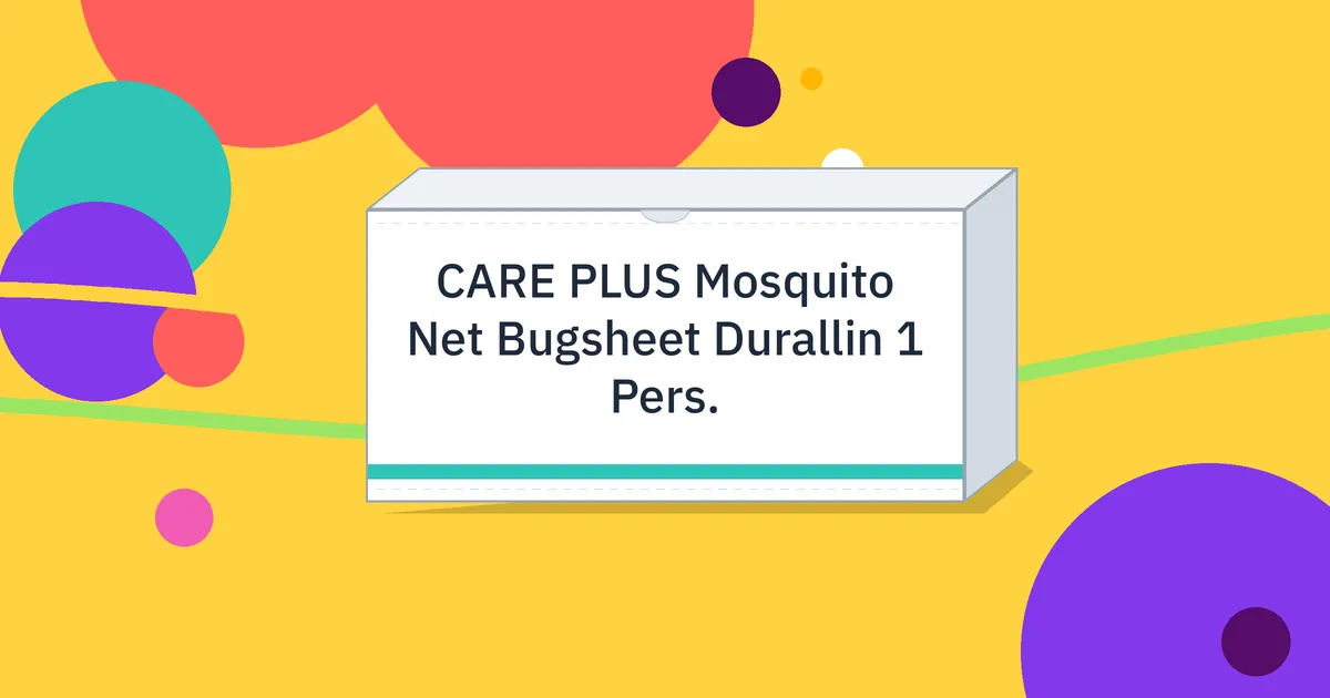 Symbolbild: Packung mit der Aufschrift CARE PLUS Mosquito Net Bugsheet Durallin 1 Pers. (PZN 11170194) – Verfügbarkeit und Bezug in Apotheken in Frankfurt am Main