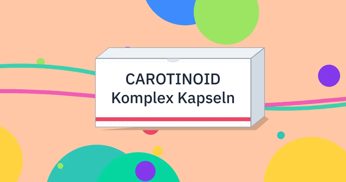 Symbolbild: Packung mit der Aufschrift CAROTINOID Komplex Kapseln (PZN 02480168) – Verfügbarkeit und Bezug in Apotheken in Frankfurt am Main