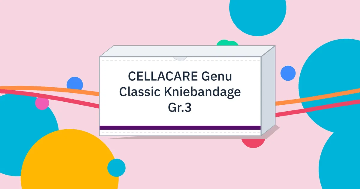 Symbolbild: Packung mit der Aufschrift CELLACARE Genu Classic Kniebandage Gr.3 (PZN 20549662) – Verfügbarkeit und Bezug in Apotheken in Frankfurt am Main