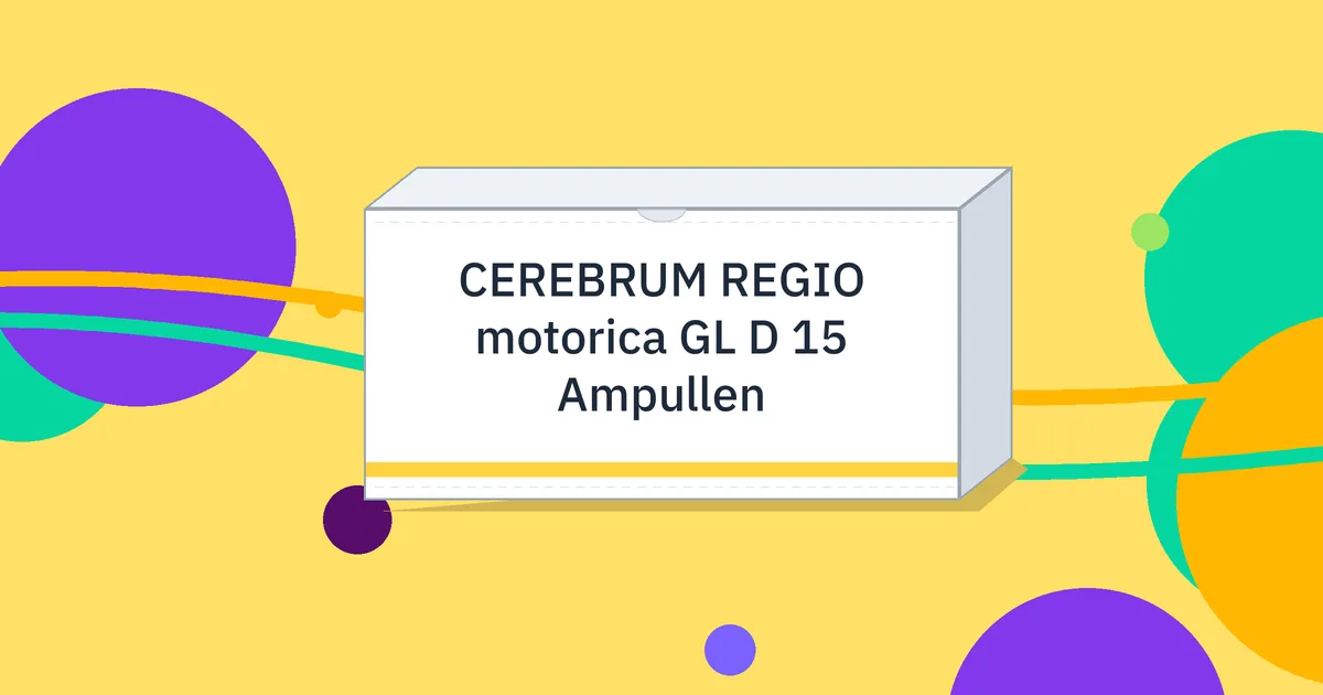 Symbolbild: Packung mit der Aufschrift CEREBRUM REGIO motorica GL D 15 Ampullen (PZN 03359865) – Verfügbarkeit und Bezug in Apotheken in Frankfurt am Main