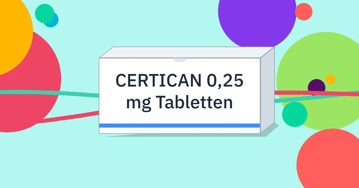 Symbolbild: Packung mit der Aufschrift CERTICAN 0,25 mg Tabletten (PZN 19370596) – Verfügbarkeit und Bezug in Apotheken in Frankfurt am Main