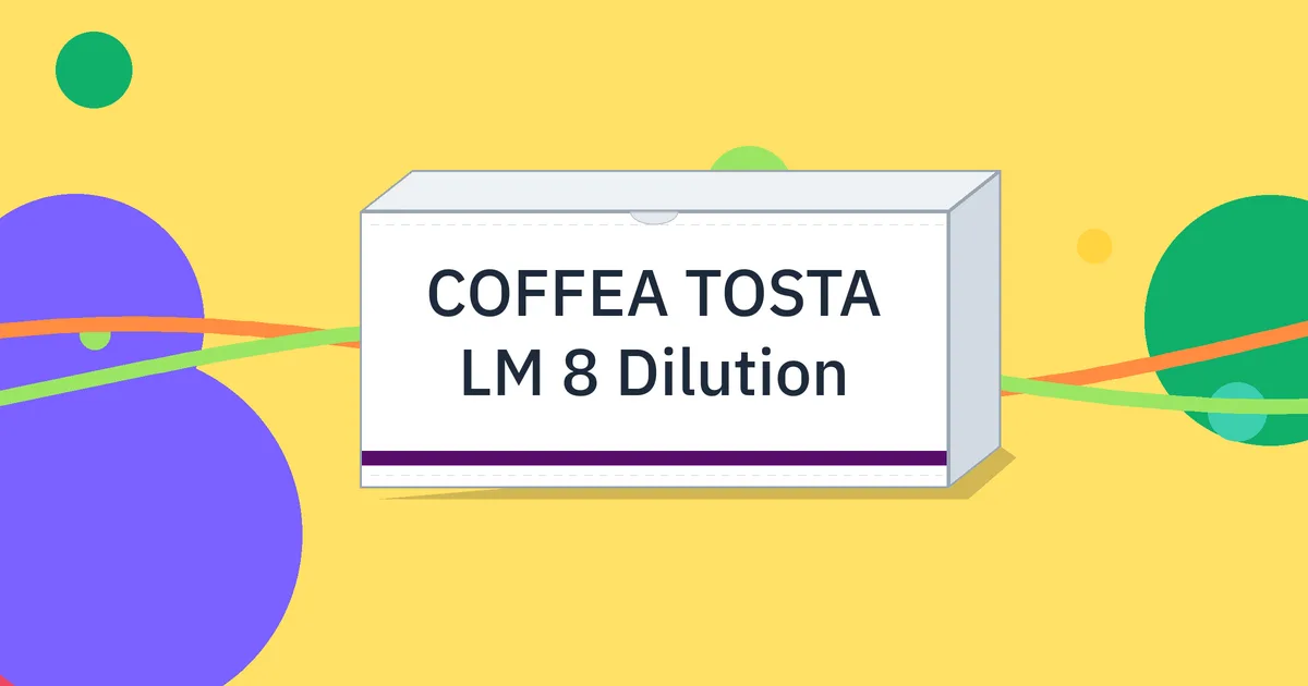 Symbolbild: Packung mit der Aufschrift COFFEA TOSTA LM 8 Dilution (PZN 12831255) – Verfügbarkeit und Bezug in Apotheken in Frankfurt am Main