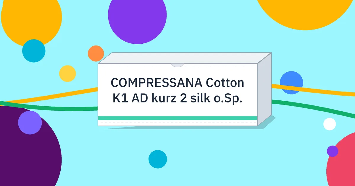 Symbolbild: Packung mit der Aufschrift COMPRESSANA Cotton K1 AD kurz 2 silk o.Sp. (PZN 10215658) – Verfügbarkeit und Bezug in Apotheken in Frankfurt am Main