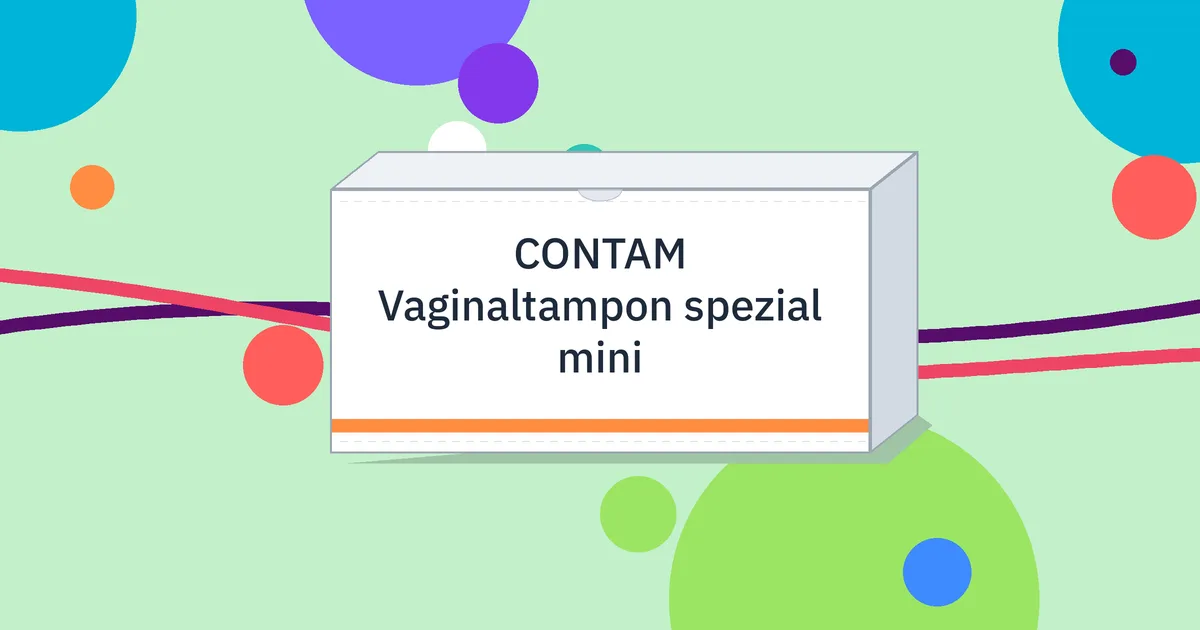 Symbolbild: Packung mit der Aufschrift CONTAM Vaginaltampon spezial mini (PZN 02450523) – Verfügbarkeit und Bezug in Apotheken in Frankfurt am Main