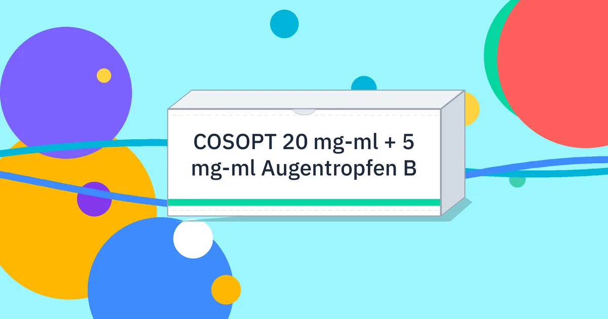 Symbolbild: Packung mit der Aufschrift COSOPT 20 mg-ml + 5 mg-ml Augentropfen B (PZN 03404927) – Verfügbarkeit und Bezug in Apotheken in Frankfurt am Main