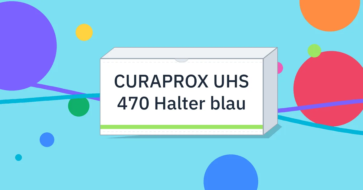Symbolbild: Packung mit der Aufschrift CURAPROX UHS 470 Halter blau (PZN 19131638) – Verfügbarkeit und Bezug in Apotheken in Frankfurt am Main