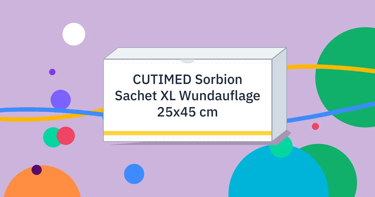 Symbolbild: Packung mit der Aufschrift CUTIMED Sorbion Sachet XL Wundauflage 25x45 cm (PZN 16788987) – Verfügbarkeit und Bezug in Apotheken in Frankfurt am Main