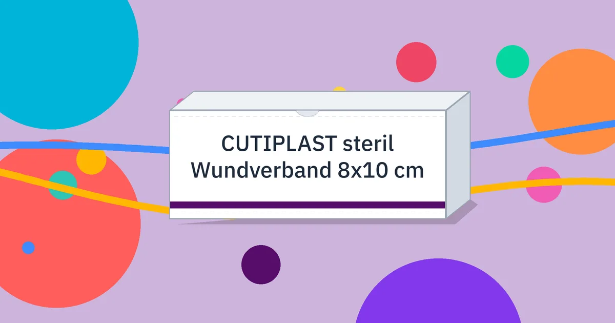 Symbolbild: Packung mit der Aufschrift CUTIPLAST steril Wundverband 8x10 cm (PZN 01818665) – Verfügbarkeit und Bezug in Apotheken in Frankfurt am Main
