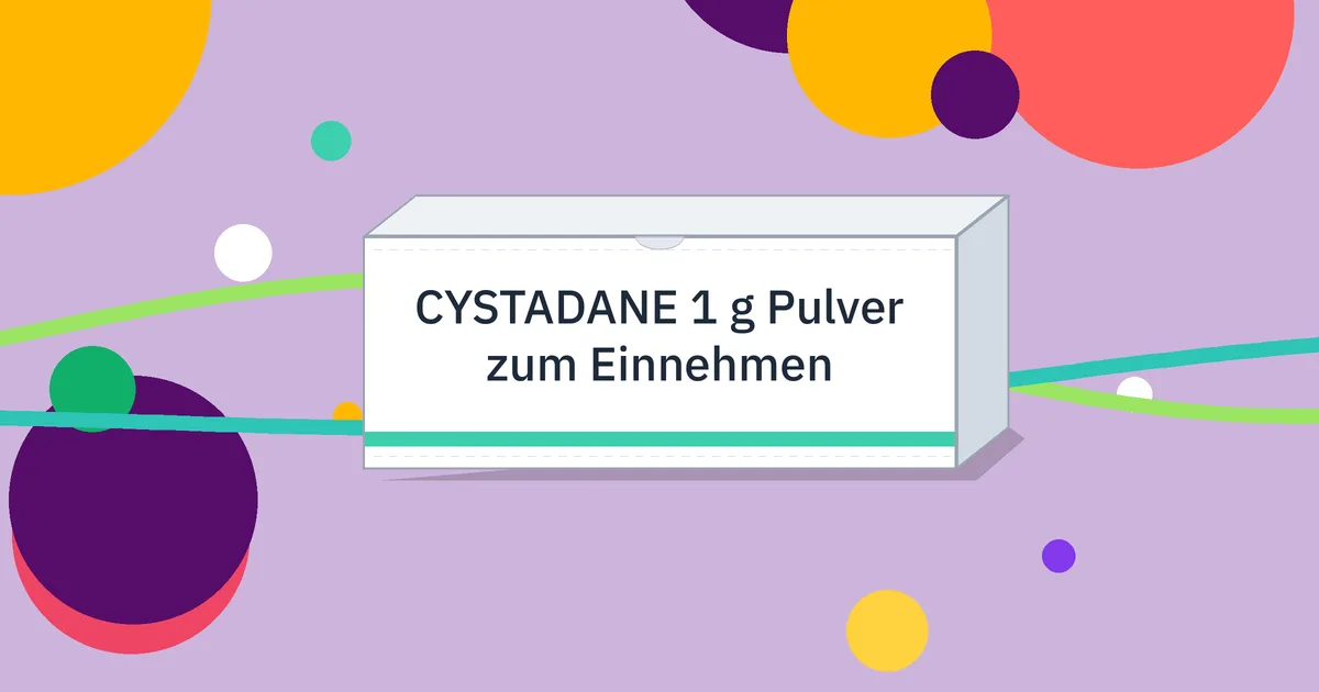 Symbolbild: Packung mit der Aufschrift CYSTADANE 1 g Pulver zum Einnehmen (PZN 19225859) – Verfügbarkeit und Bezug in Apotheken in Frankfurt am Main