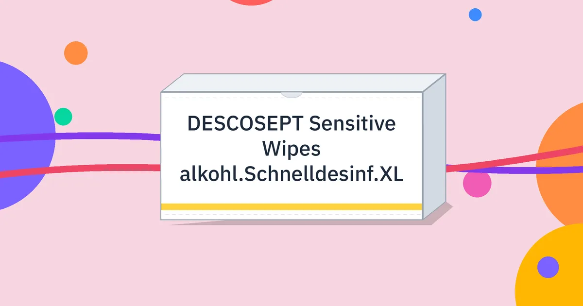 Symbolbild: Packung mit der Aufschrift DESCOSEPT Sensitive Wipes alkohl.Schnelldesinf.XL (PZN 18386833) – Verfügbarkeit und Bezug in Apotheken in Frankfurt am Main