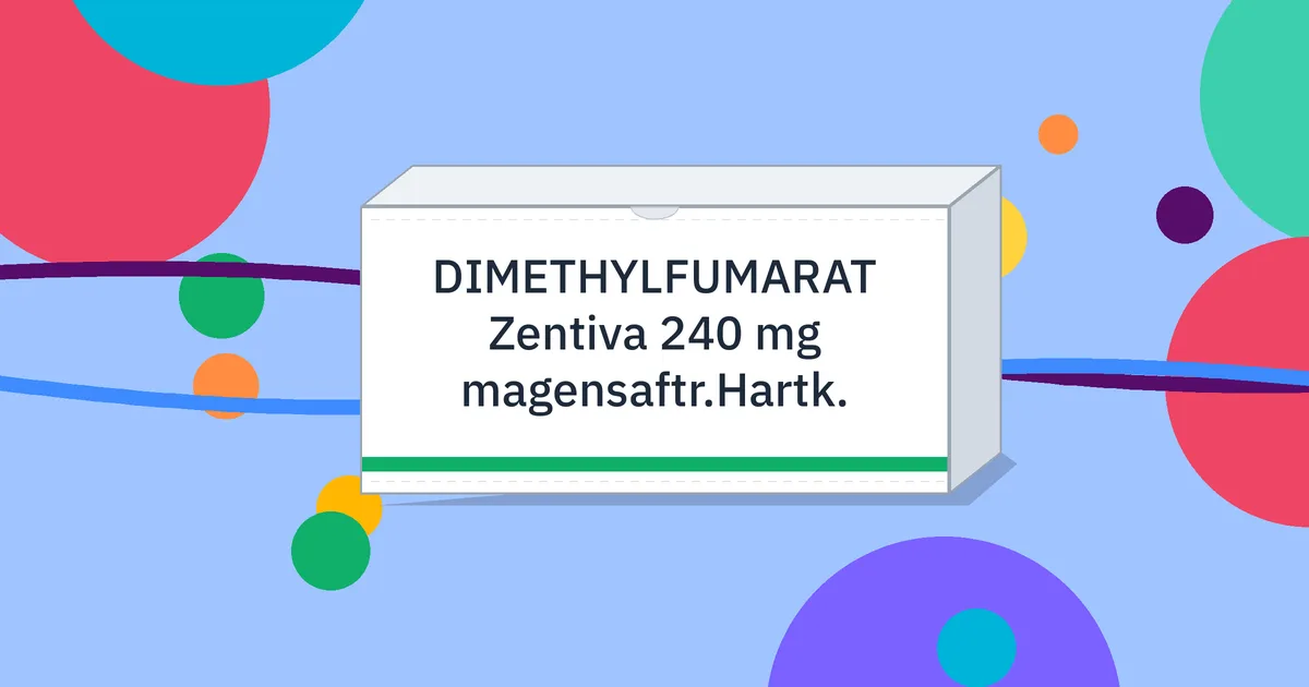 Symbolbild: Packung mit der Aufschrift DIMETHYLFUMARAT Zentiva 240 mg magensaftr.Hartk. (PZN 19454471) – Verfügbarkeit und Bezug in Apotheken in Frankfurt am Main